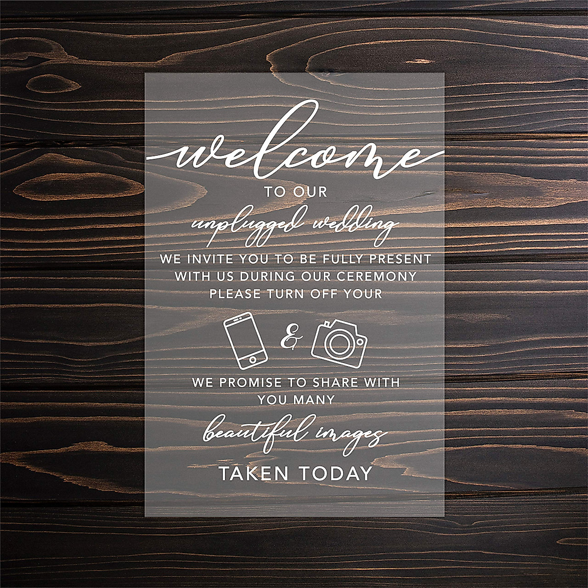 Andaz Press Scripted Unplugged Ceremony Acrylic Sign, 7.5 x 11 Inch, Stand Included, Wedding Ceremony, Reception, Clear Acrylic Signage, Table Sign, Wedding Ideas, Wedding Decor