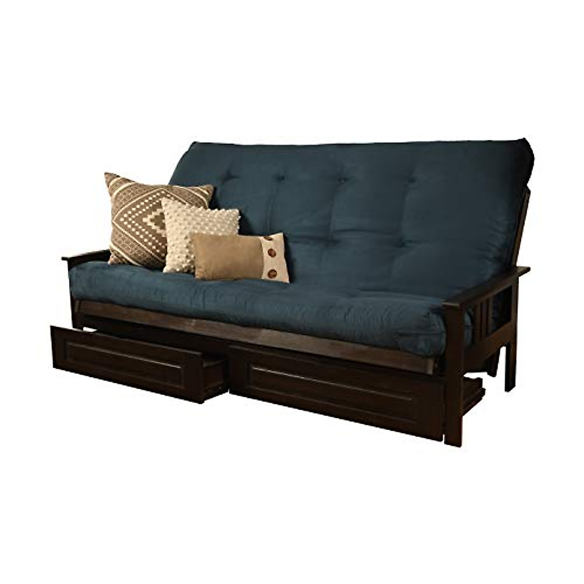 Kodiak Furniture Monterey Frame with Suede Fabric Mattress in Blue/Espresso