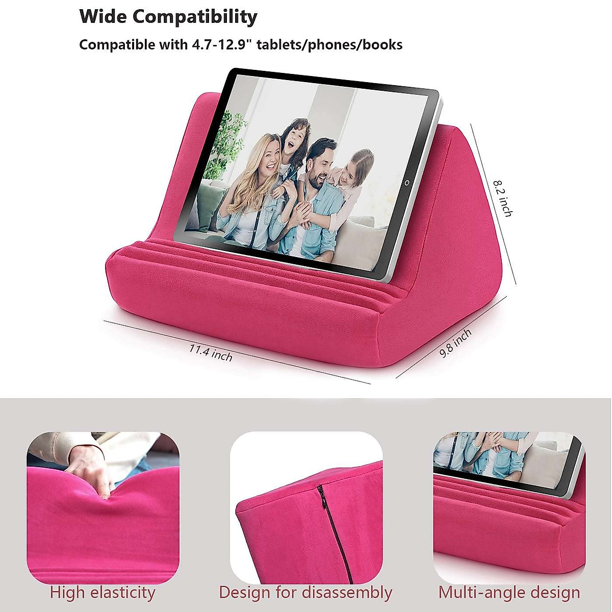 Macl Tablet Pillow Stand, Multi-Angle, Lightweight, Hand-Free, Compatible with iPad and Tablets up to 13 inches
