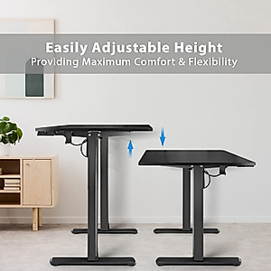 Lifetime Home Height Adjustable 55 Inches Electric Standing Desk - Upgraded Ultra Durable Home Office Large Rectangular Computer or Laptop Sit Stand Workstation Table - 55 x 24 inches, Black