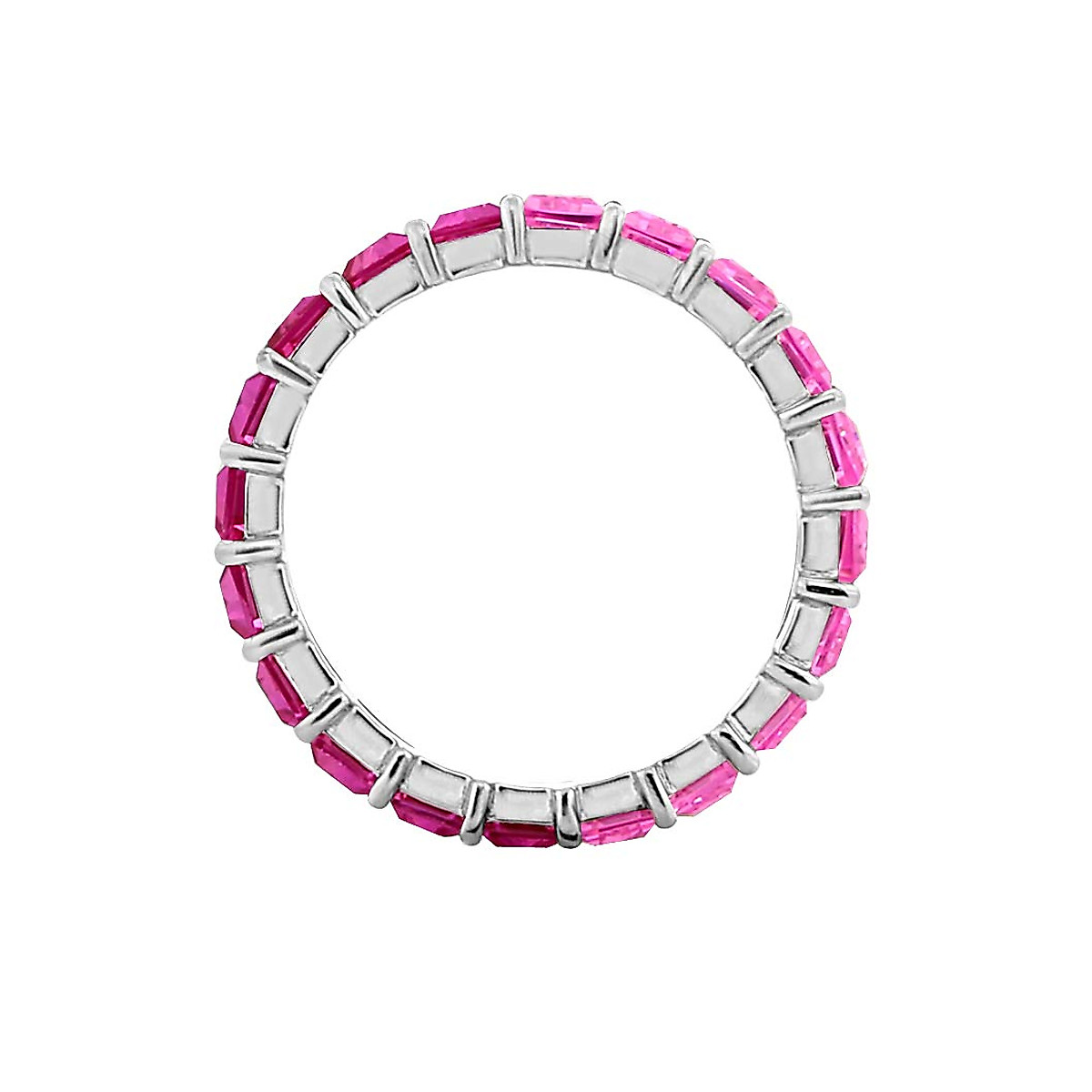 KIERA Couture Multicolored Princess Baguette Sterling Silver Band Ring Size 7 - Pink Ombré