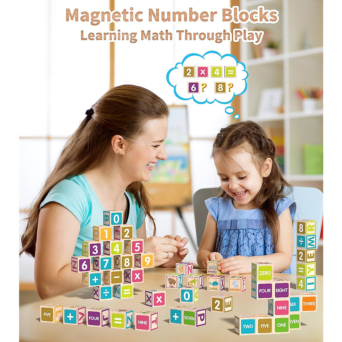 Magnetic Blocks Classroom Must Have Educational Magnet Number Letter Building Cubes Toys for Kids Preschool, Stem Numberblocks Learning Math Counting 123 and Reading Alphabet ABC for Toddlers