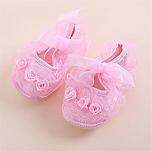 Niyage Baby Girls Clothes Dress Headband Shoes 3 Pcs Set Flowers Party Outfit Floral Dress-Pink 0-3 Months