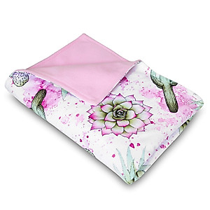 Watercolor Cactus Nursery Decor Set - 1 Crib Sheet, 2 Changing Pad Covers, 1 Minky Baby Blanket