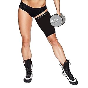 THIGH Compression Recovery Sleeve by COPPER HEAL - Recover from Sore Pulled Hamstring & Groin Strain Sprains Tendinitis Injury Quadriceps Muscle Tear Quad Support Sports workout Soccer leg