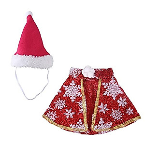 Christmas Dog Clothes for Small Dogs Girl Costume Pet Cat Cape Puppy Xmas Cloak Hat Holiday Party Cosplay Santa Dress Up Apparel for Cats and Small Dogs