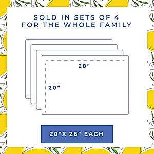 Kotton Culture Kitchen Linen Towel Set of 2 for Kitchen - 100% Cotton Dish Cloth Quick Dry Easy to Wash & Clean Printed Towel Pairs Home Farmhouse Decor (Lemon, 20 x 28 Inches)