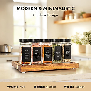 EDELHAUS Glass Spice Jars with Label and Black Lids (24 x 4oz) Spice Containers with 240 Labels, Shaker Inserts, Steel Funnel, Empty Square Empty Square Seasoning Organizer