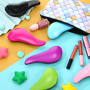 12 Pieces Detangler Brush Hair Brush Bulk Mini Small Wet Comb Brush for Kids Girls Curly Thick Straight No Pain No Knot Hair Brush for Women Men (Vivid Color)
