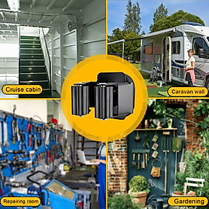 Upgraded Magnetic Broom and Mop Holder Wall Mount, Space-Saving Heavy Duty No Drill Over the Door Broom Gripper RV Camper Wall Organizer,Black,2 Pcs