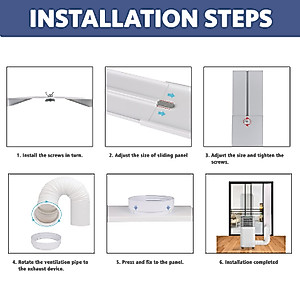 Alpine Hardware Portable Air Conditioner Window Kit with Coupler Adjustable Window Seal for AC Unit, Sliding AC Vent Kit for Exhaust Hose, Universal for Ducting with 5.9 Inches Diameter
