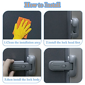 2 Pack Refrigerator Fridge Freezer Door Lock for Kids Child Proof Refrigerator Latch Lock to Keep Door Closed Toddler Kids Child Fridge Locks, No Tools Need or Drill (Grey)