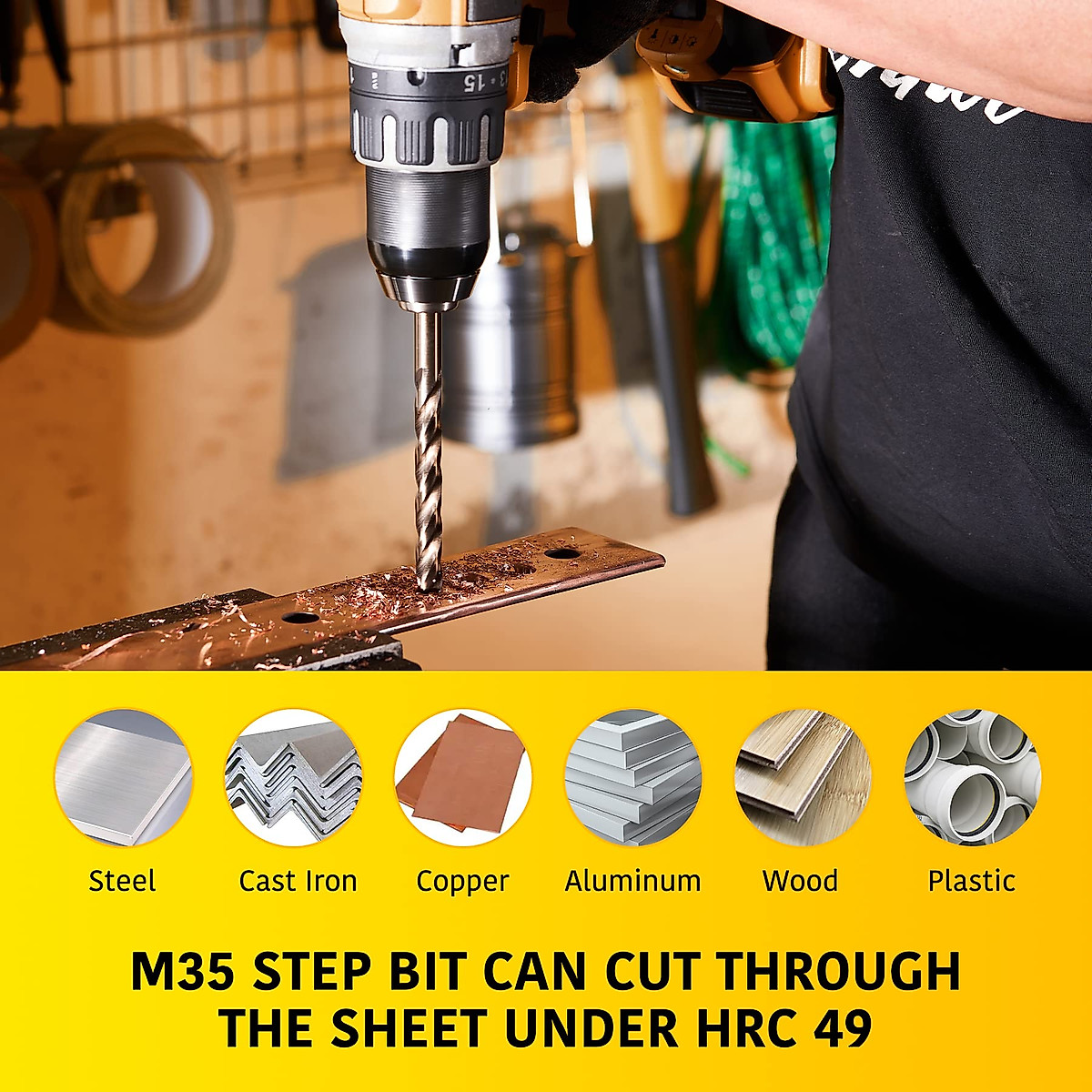 Anfrere 21pcs Cobalt Drill Bits Set, M35 Drill Bits for Cutting Hard Metal Hardened Steel Wood, 3 Flute 1/16 to 3/8 Inch Twist Drill Bit Set for Corded or Cordless Power Drills Home Tools, 1021