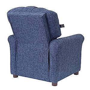 THE CREW FURNITURE Traditional Kids Recliner Chair, Toddler Ages 1-5 Years, Polyester Linen, Sapphire