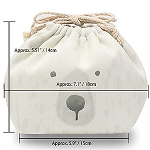 TOYO CASE Animal Lunch Pouch Drawstring Bag Insulation Aluminum Sheet inside POLAR BEAR