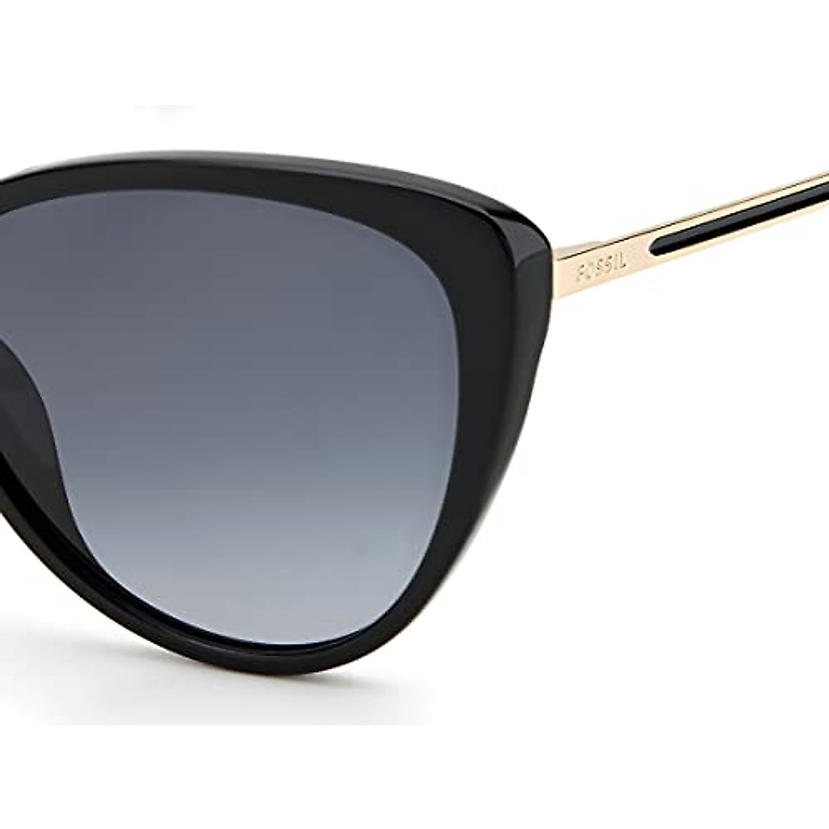 Fossil Women's Female Sunglass Style FOS 2114/G/S Cat Eye, Black/Gray Shaded, 54mm, 15mm