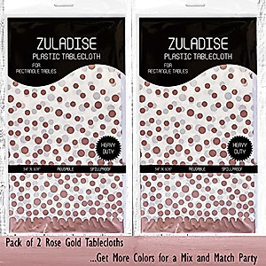 ZULADISE 2 Pack Rose Gold Table Cloths for Parties Disposable Rose Gold Tablecloth Plastic 8ft Rose Gold Plastic Tablecloth for Birthday, Baby Shower Party Tablecloth for Rectangle Tables