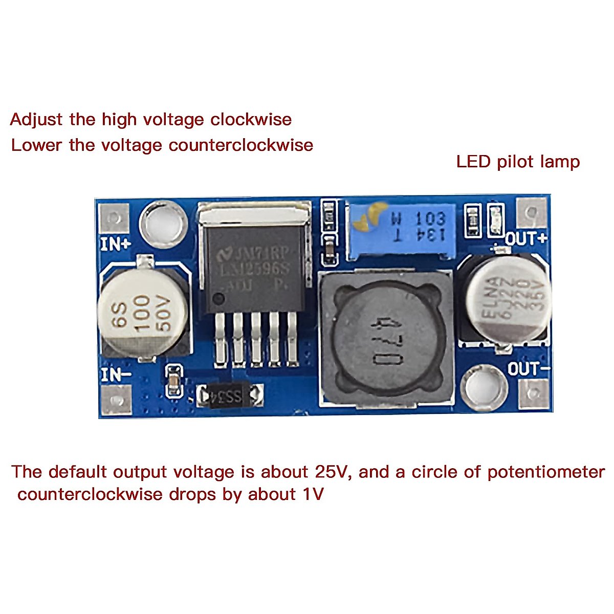 10Gtek# Buck Converter Step Down Module LM2596 DC to DC Voltage Regulator, 3.0~40V to 1.5~35V Power Supply Module, Pack of 2