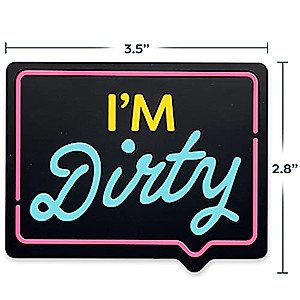 Dishwasher Magnet Clean Dirty Sign Indicator - 3.5 x 2.8 inches - Double Sided with Bonus Magnetic Plate - Clean Dirty Magnet for Dishwasher Accessories - Apartment Must Haves Kitchen Necessities
