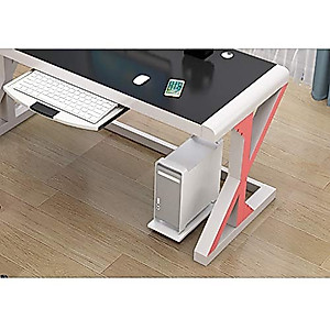 YWDNZ Home Office Desks Computer Desk Furniture/Tempered Glass Computer Desk Desk, X-Shaped Steel Frame Home Office Computer Desk, Workstation, (Color : A)