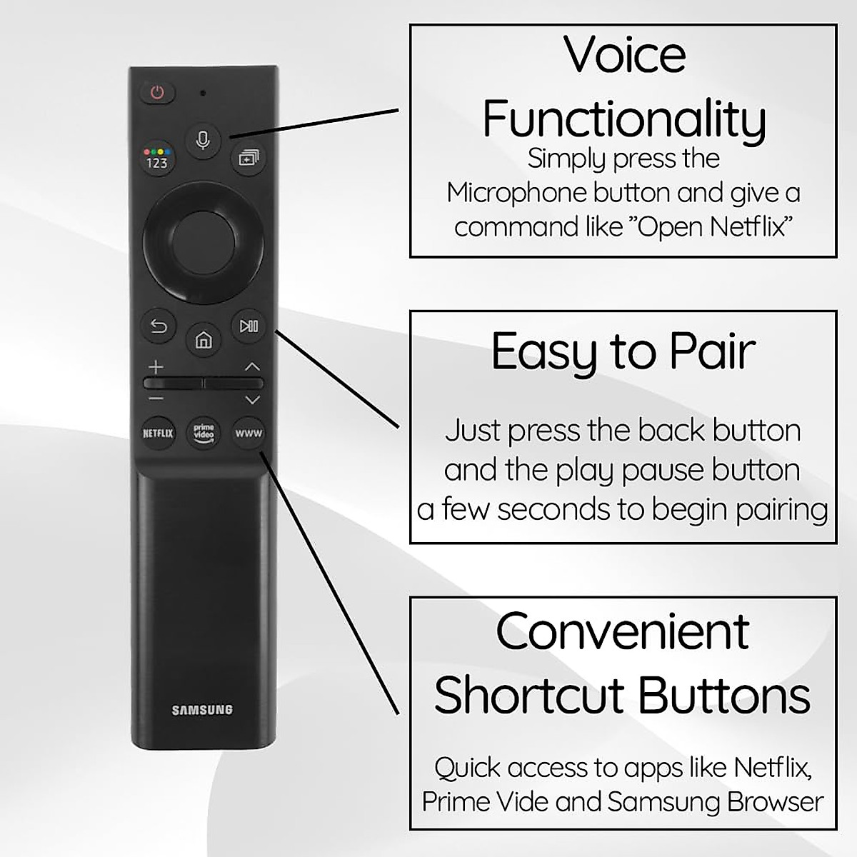 Ceybo OEM Replacement for BN59-01363A BN59-01357A BN59-01357F Samsung Remote Control Smart TVs Compatible with Neo QLED, The Frame and Crystal UHD Series