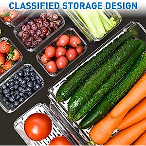 Set of 10 Refrigerator Organization Bins with Lids, Clear Fruit and Vegetable Storage Containers Fridge Organizer, Acrylic Stackable Kitchen Fridge Organizers and Storage Cabinets