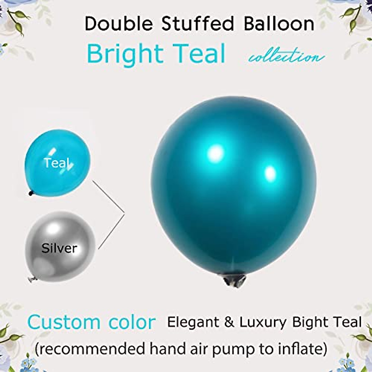 Chrome Dark Teal Winter Balloon Garland Arch Kit 120PCS Double Stuffed Metallic Teal and Silver Mint green Balloons For Wedding Women Birthday Winter Wonderland Decorations