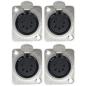 CESS 5 Pin XLR Female Socket Connector Panel/Chassis Mount (jcx) (4 Pack)