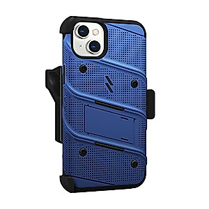 ZIZO Bolt Bundle for iPhone 14 Plus Case with Screen Protector Kickstand Holster Lanyard - Blue