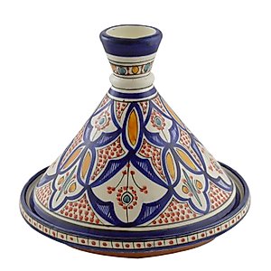 Moroccan Handmade Serving Tagine Exquisite Ceramic With Vivid colors Original 10 Inches in Diameter