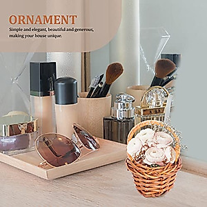 Happyyami 20 Pcs Small Flower Girl Woodchip Country Basket Tiny Wicker Basket With Handle Mini Woven Wooden Basket Desktop Miniature Wicker Basket (30PCS)