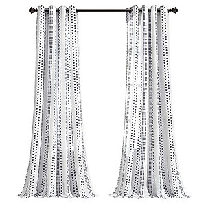 Lush Decor Hygge Stripe Window Curtain Panel Pair, 95" Long x 52" Wide, Navy & White