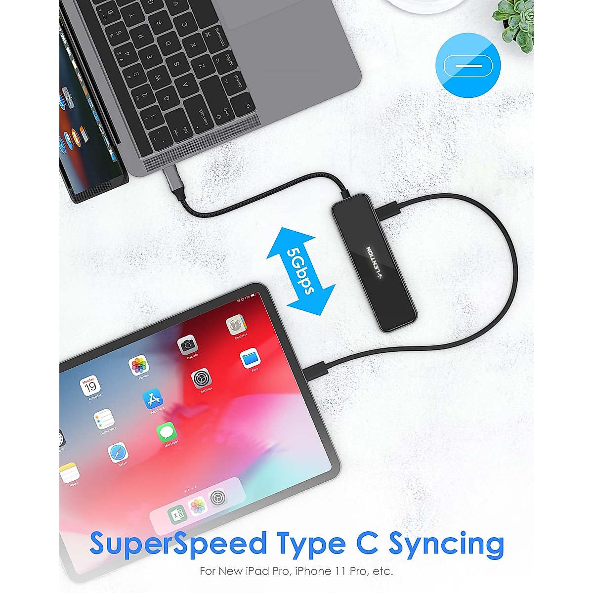 LENTION USB C Hub with 100W Power Delivery, 4K HDMI, USB 3.0 & Type C Data Compatible with 2021-2016 MacBook Pro 13/15/16, New Mac Air/Surface, Chromebook, More, Stable Driver Adapter (CB-CE35, Black)