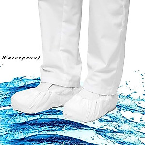 Oriflame Shoe Covers Disposable Non Slip for Indoors, 100 Pack (50 Pairs) Sneaker Boot Covers, White Shoe Protectors Non-slip, Durable Shoe Booties Cover One Size Fits All, White
