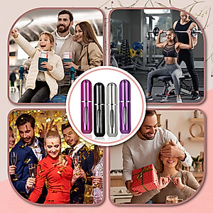 VuseOne Travel Perfume Atomizer Set - Portable Mini Refillable Spray Bottle 5ml for Perfumes and Fragrances, Scent Pump Case for Travel - Convenient for Travel, Gym, Gifts, and Everyday Use - 4 Pack