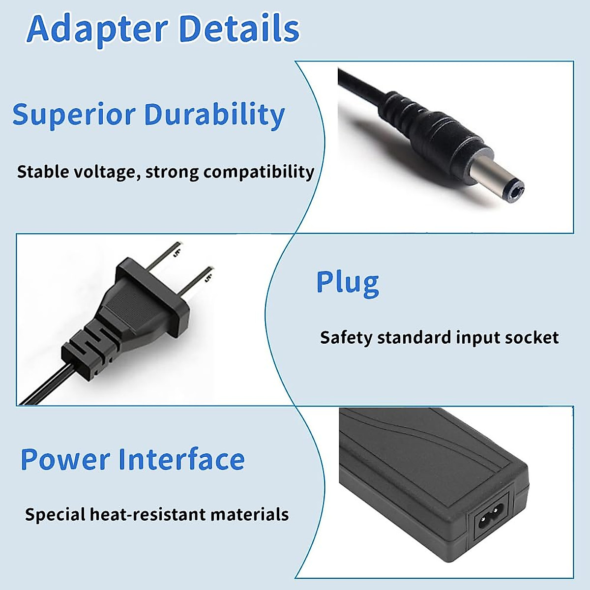 42V 2A Electric Scooter Charger, for Jetson Electric Charger, 100‑240V US Plug Folding Charging Adapter