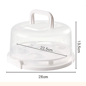 Cake Carrier with Handle, Cake Holder with Cover Lid, Round Cupcake Container Saver Transporter for Pies Cookies Nuts Fruit Storage, 10 Inch (White)