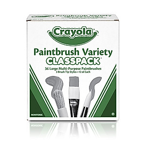 Crayola Paintbrush Variety Classpack, School Supplies, 36 Large Paint Brushes For Kids, Assorted