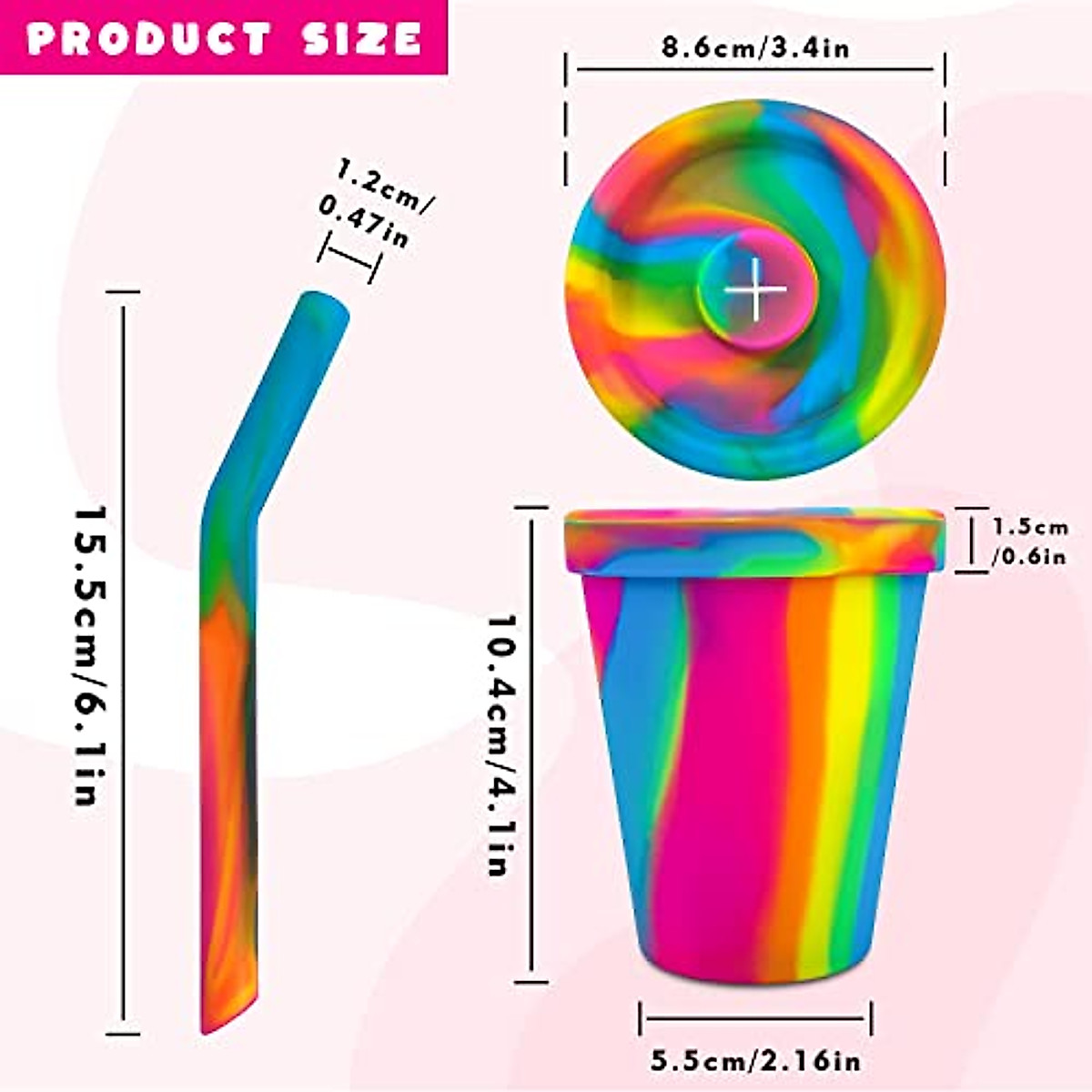 TQONEP Toddler Cups,Silicone Sippy Cups for Kids,Toddler Cups Spill Proof with Straws Leakproof Lid,Sippy Cups for Baby 6 Months,Applicable to Toddler & Kids,9 OZ(Rainbow+Yellow)