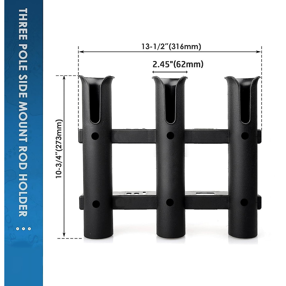 YETI & RTIC Cooler Fishing Rod Holder - 3 Link Fishing Rod Rack for Boat, Kayak Fishing Accessories with Tie-Down Slot