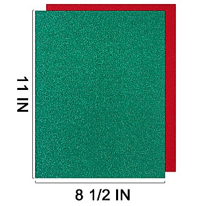 20 Sheets Glitter Thick Paper Cardstock Blank for DIY Birthday, Wedding Party Supplies, Invitation Cards Making, 8.5 x 11 inches (Christmas Green Red)