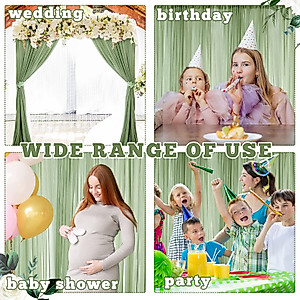 BBTO 2 Panels Sage Green Curtains for Parties Wedding Green Backdrop Curtains Polyester Wrinkle Free Window Curtains for Ceremony Birthday Bridal Shower Graduation Decorations 5ft x 10ft
