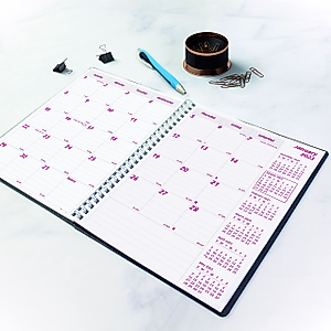 Brownline 2023 DuraFlex Monthly Planner, 14 Months, December 2022 to January 2024, Twin-Wire Binding, 8.875" x 7.125", Black (CB1200V.BLK-23)
