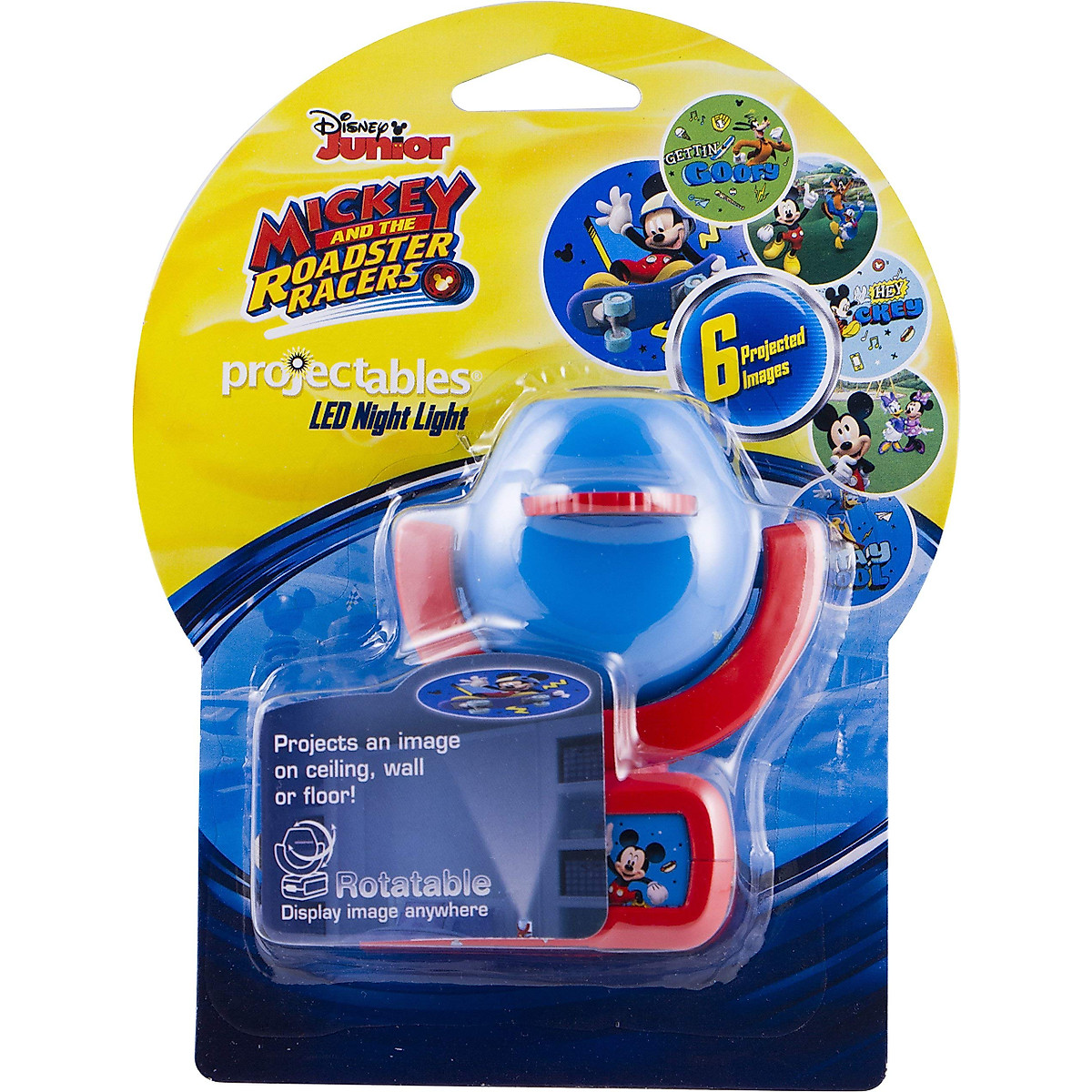 Projectables Disney Mickey and the Roadster Racers LED Kids Night Light, Projector, Plug-in, Dusk to Dawn Sensor, for Hallway, Bedroom, Nursery, Playroom, Gaming Room, 11739