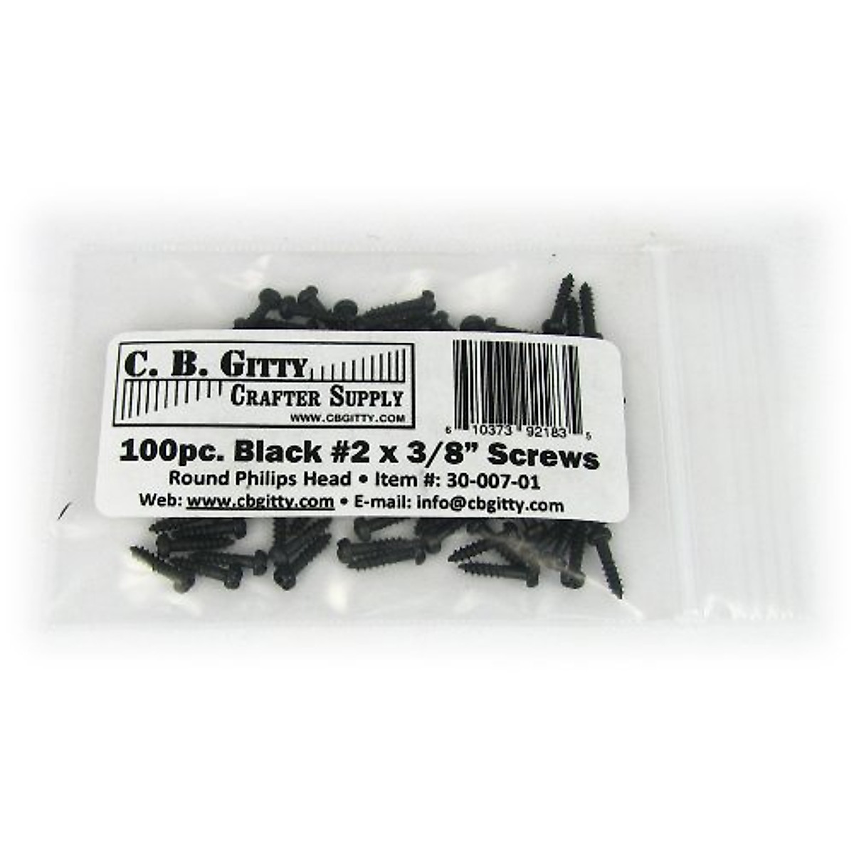 100pc. #2 x 3/8" (2x8mm) Black Phillips Round-Head Wood Screws - Great for Guitar Tuners/Machine Heads