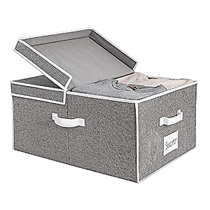 StorageWorks Closet Storage Bins with Clear Window 3 pack, 55L Closet Storage Organizer, Storage Bin with Double-Open Lid