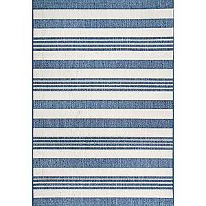 nuLOOM Robin Multi Stripe Indoor/Outdoor Area Rug, 5' 3" x 7' 6", Blue