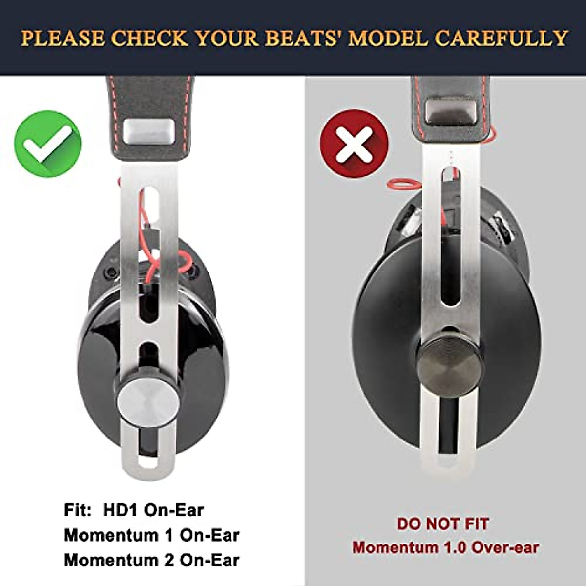 SOULWIT Earpads Replacement for Sennheiser Momentum On-Ear 1, On-Ear 2, On-Ear HD1 Headphones, Ear Pads Cushions with Noise Isolation High-Density Foam