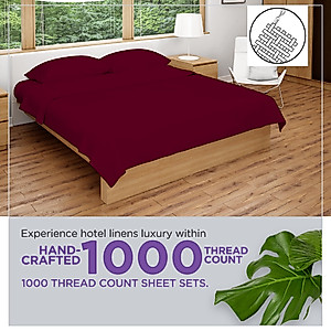 CharlottelyHues Luxury 100% Egyptian Cotton Bed Sheets - 1000 Thread Count 4-Piece Queen Sheets Set, Long Staple Cotton Bedding Sheets, Sateen Weave, Hotel Sheets, Fits Upto 18" Mattress - Burgundy