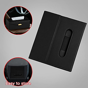 MEIBOOCH Foldable Tissue Box Cover Rectangular Leather Tissue Box Holder with Magnetic Closure (3.6 inches high, Black)